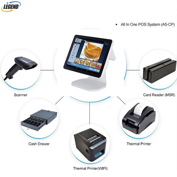 15 inch POS / All in one POS /pos all in one pc with VFD(White Color ...