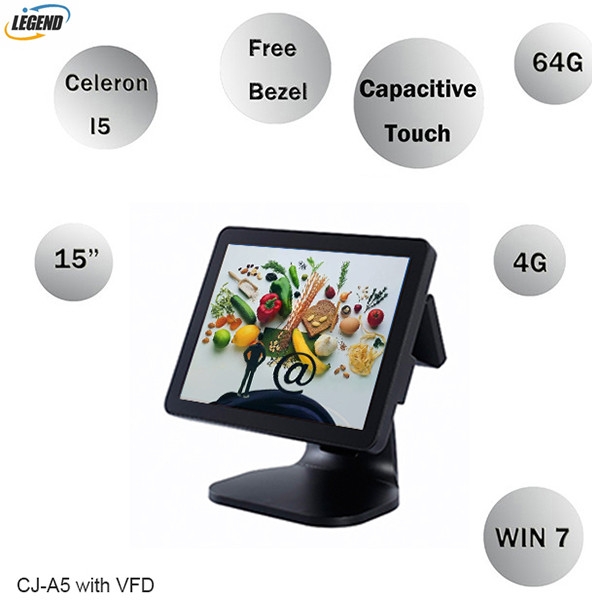 PCAP touch screen order system restaurant pos system with 8 digital LED ...